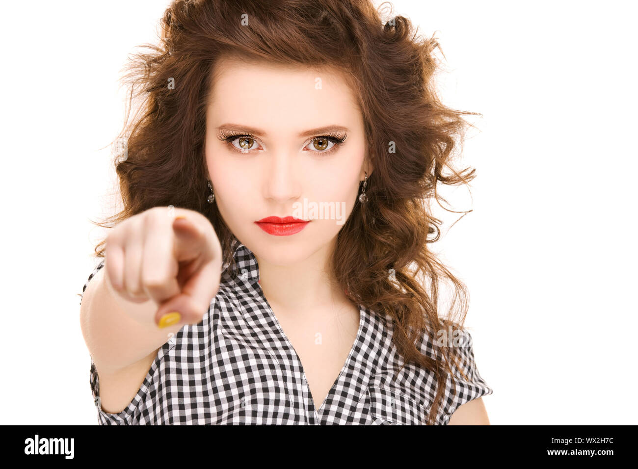 woman pointing her finger Stock Photo - Alamy