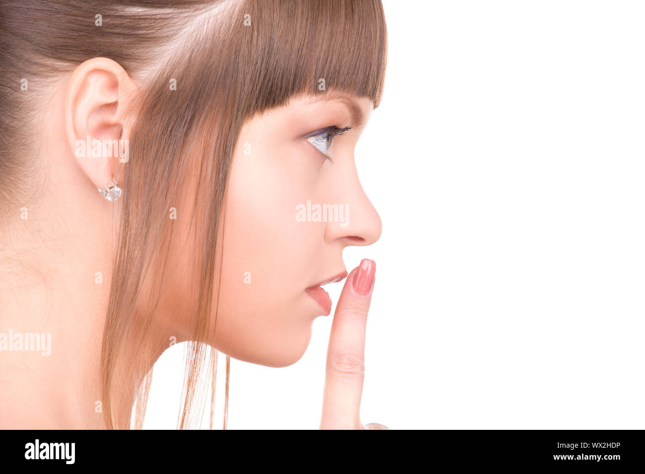 finger on lips Stock Photo - Alamy