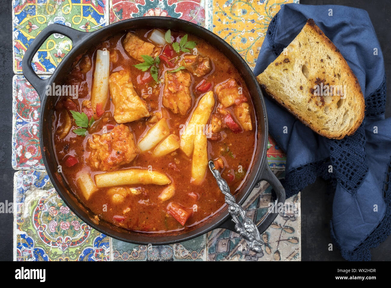 Traditional Creole cajun court bouillon with fish and gumbo chowder ...