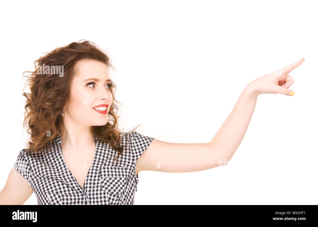 woman pointing her finger Stock Photo - Alamy