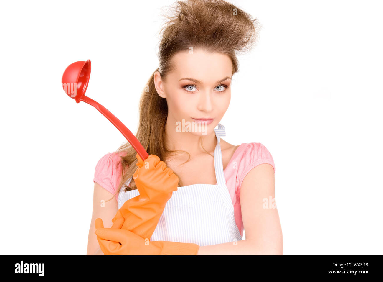housewife with red ladle Stock Photo - Alamy