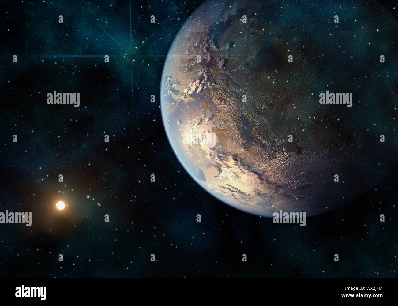 Abstract representation of planets in the Universe. 3D rendering Stock ...