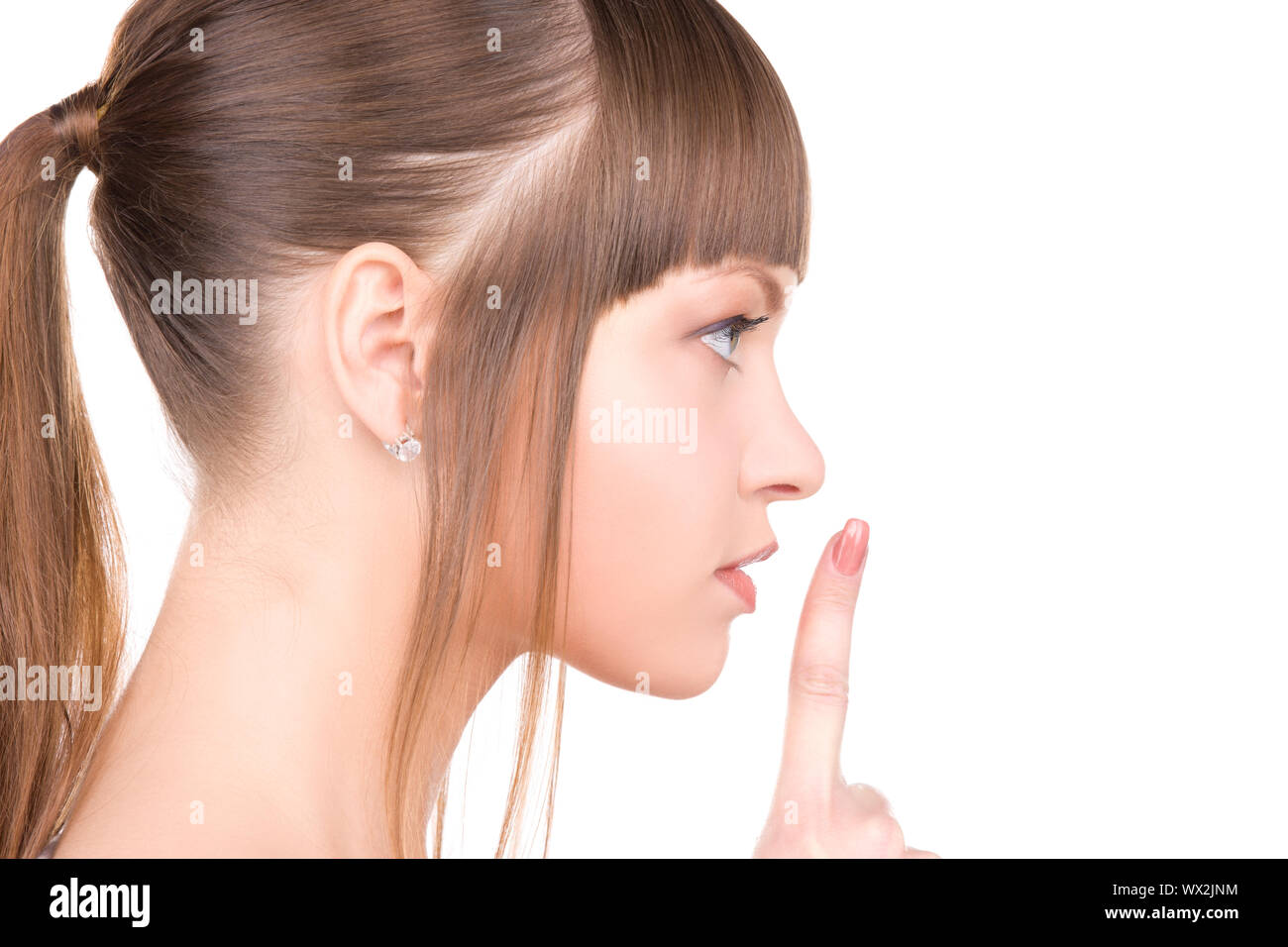 finger on lips Stock Photo - Alamy