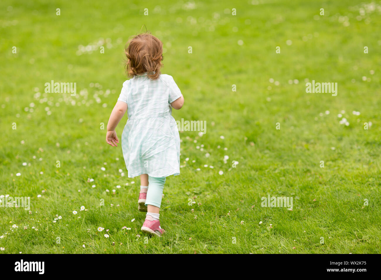 happy little baby girl running at park in summer Stock Photo - Alamy