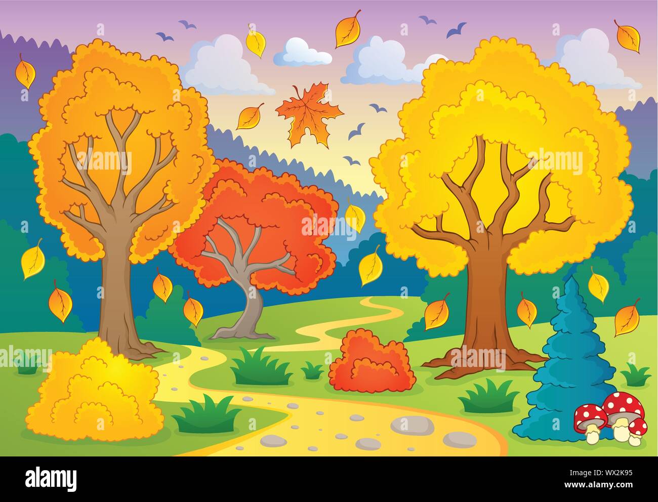 Autumn landscape footpath in Stock Vector Images - Alamy