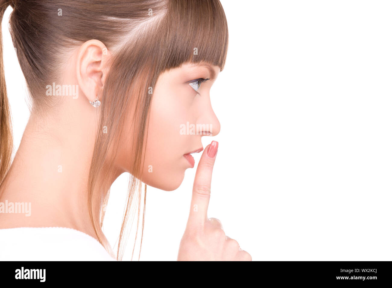 finger on lips Stock Photo - Alamy