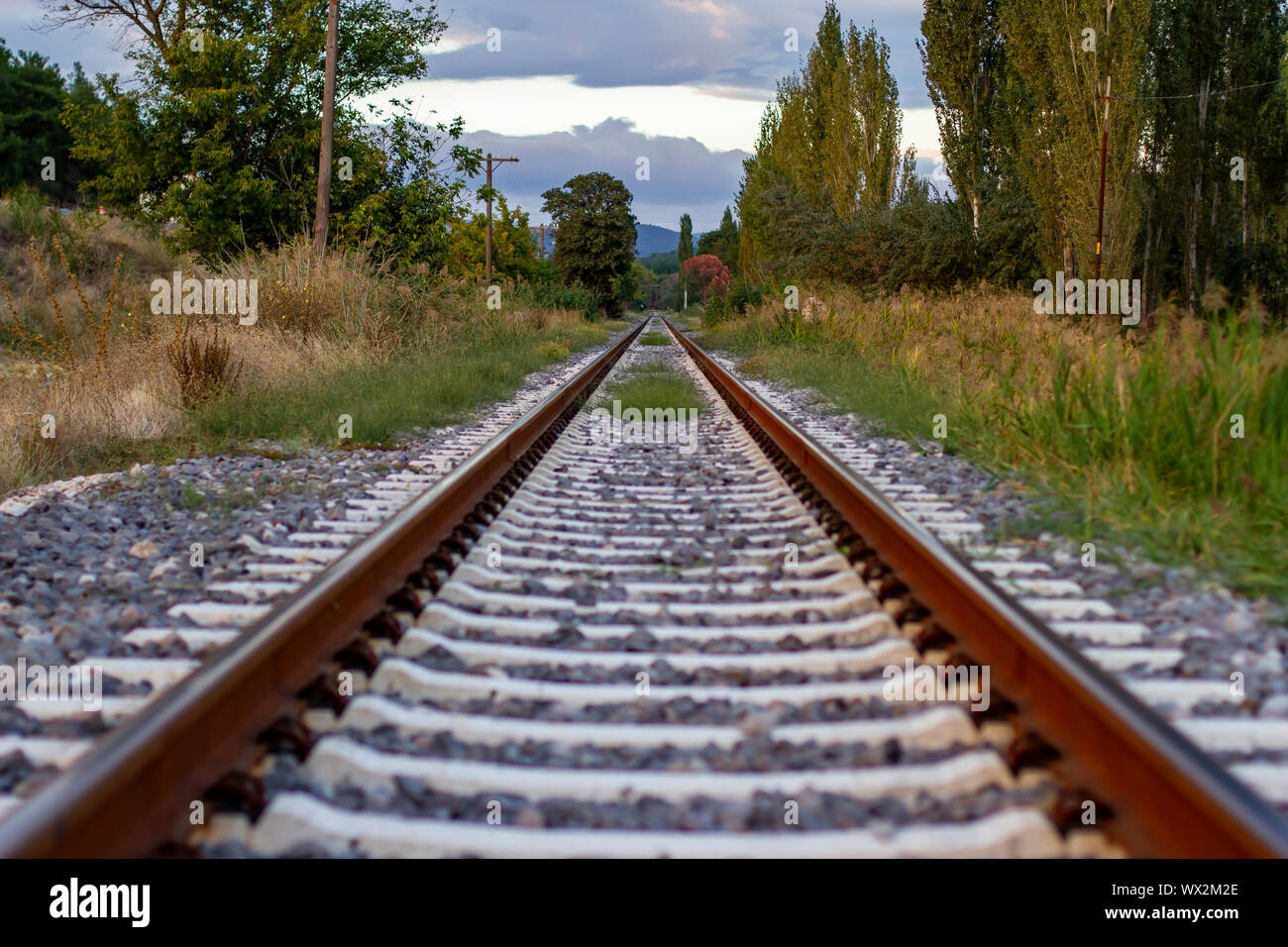 landscape with railroad railway leading lines Stock Photo - Alamy