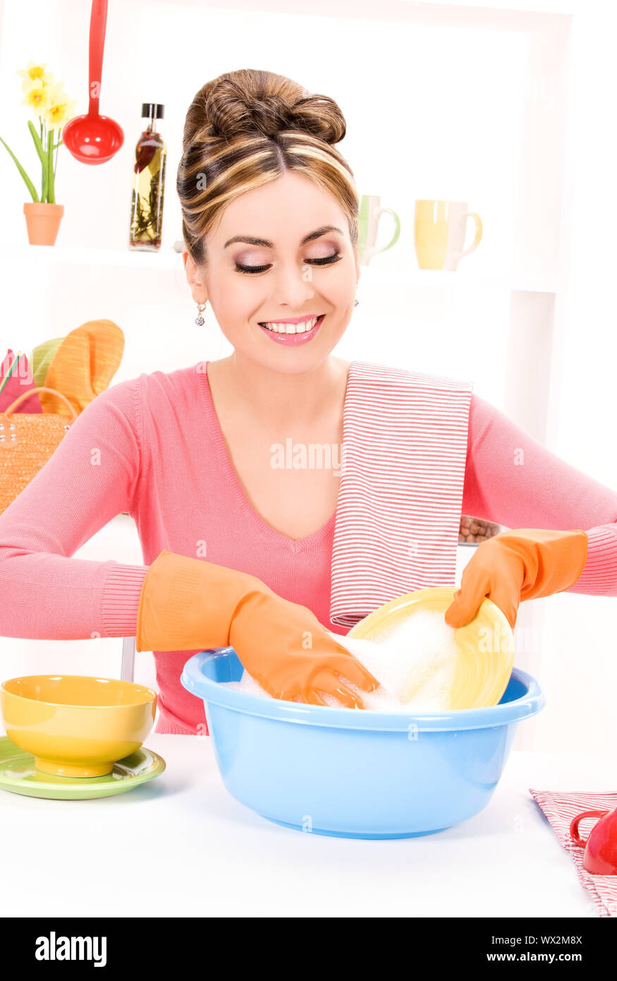 housewife washing dish Stock Photo - Alamy