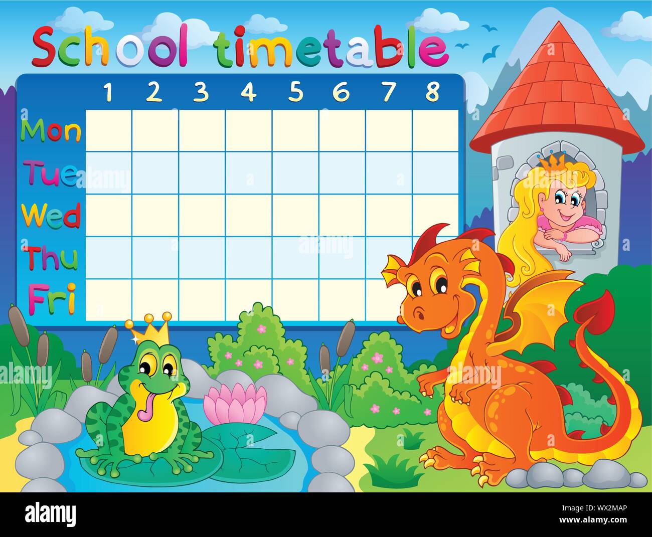 School timetable thematic image 4 Stock Vector Image & Art - Alamy