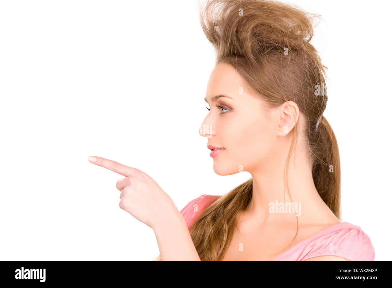 woman pointing her finger Stock Photo - Alamy