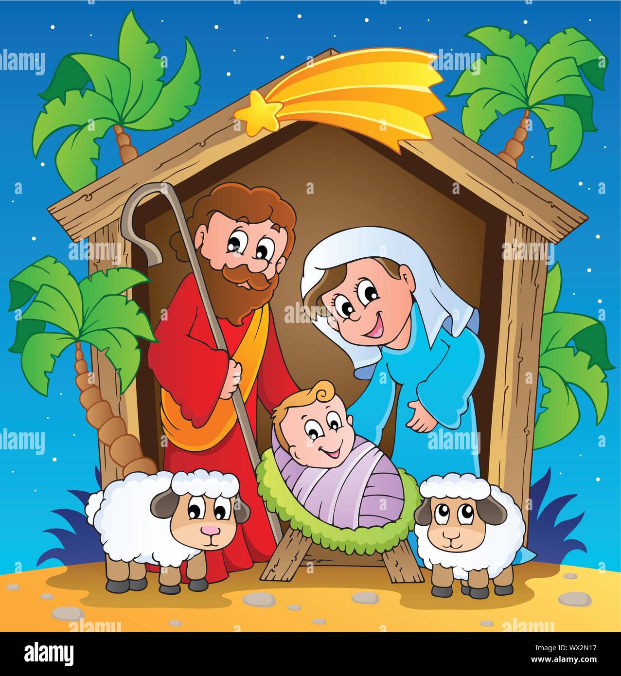 Nativity scene sheep Stock Vector Images - Alamy