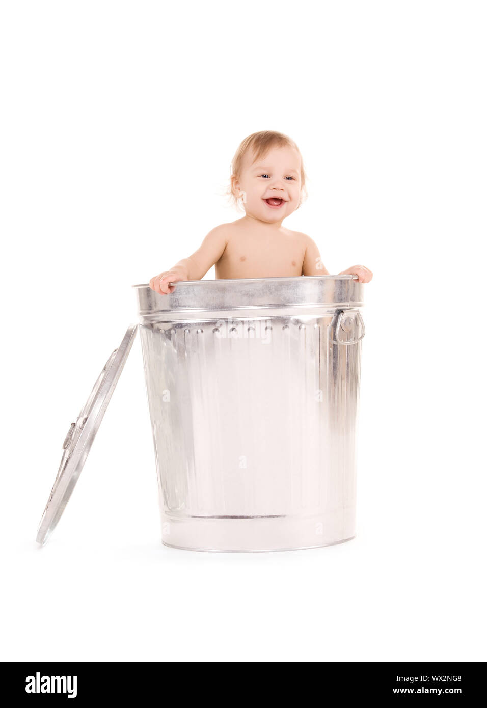 picture of adorable baby in trash can Stock Photo - Alamy