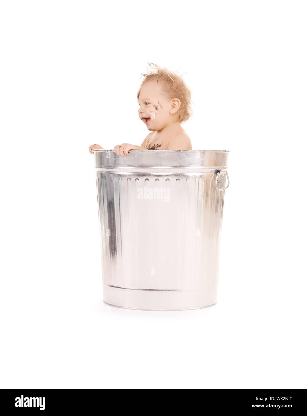 picture of adorable baby in trash can Stock Photo - Alamy