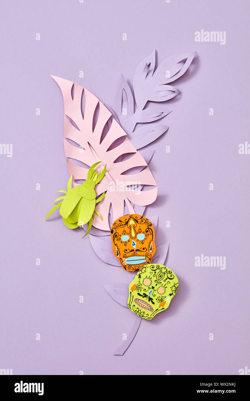 The pattern of handcraft paper Calaveras attribute of the Mexican ...