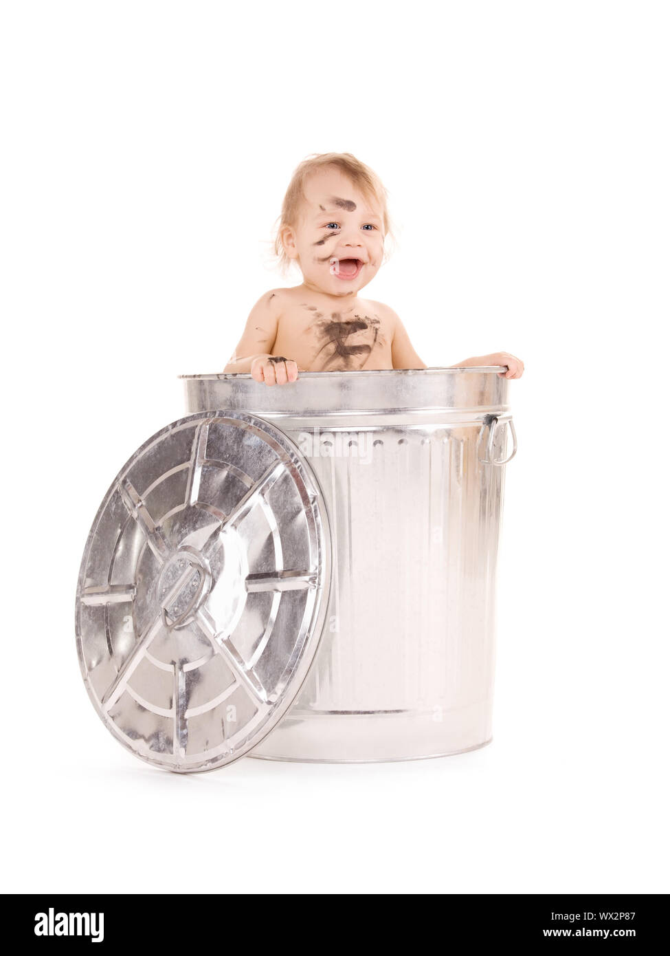 baby in trash can Stock Photo - Alamy