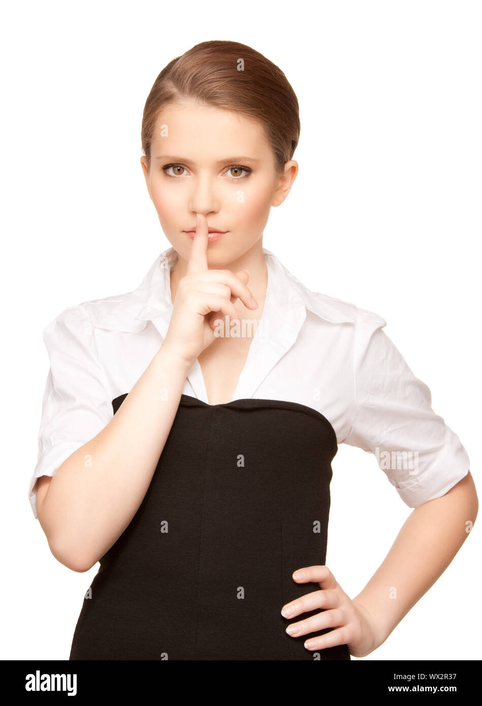 finger on lips Stock Photo - Alamy