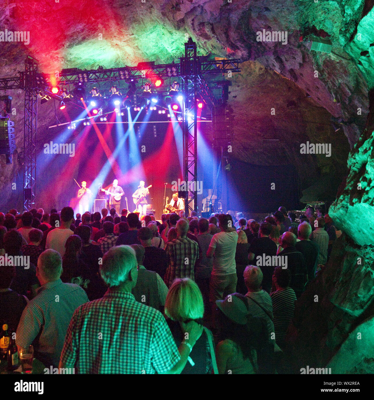 Spectators at the Irish Folk Festival, Balver Hohle, Balve, North Rhine ...