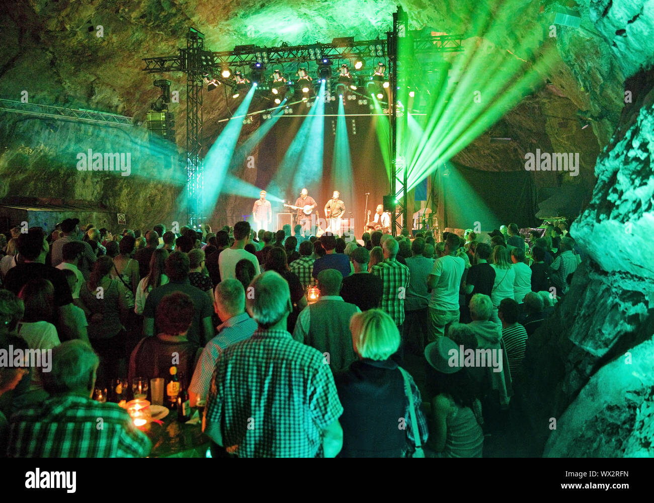 Spectators at the Irish Folk Festival, Balver Hohle, Balve, North Rhine ...