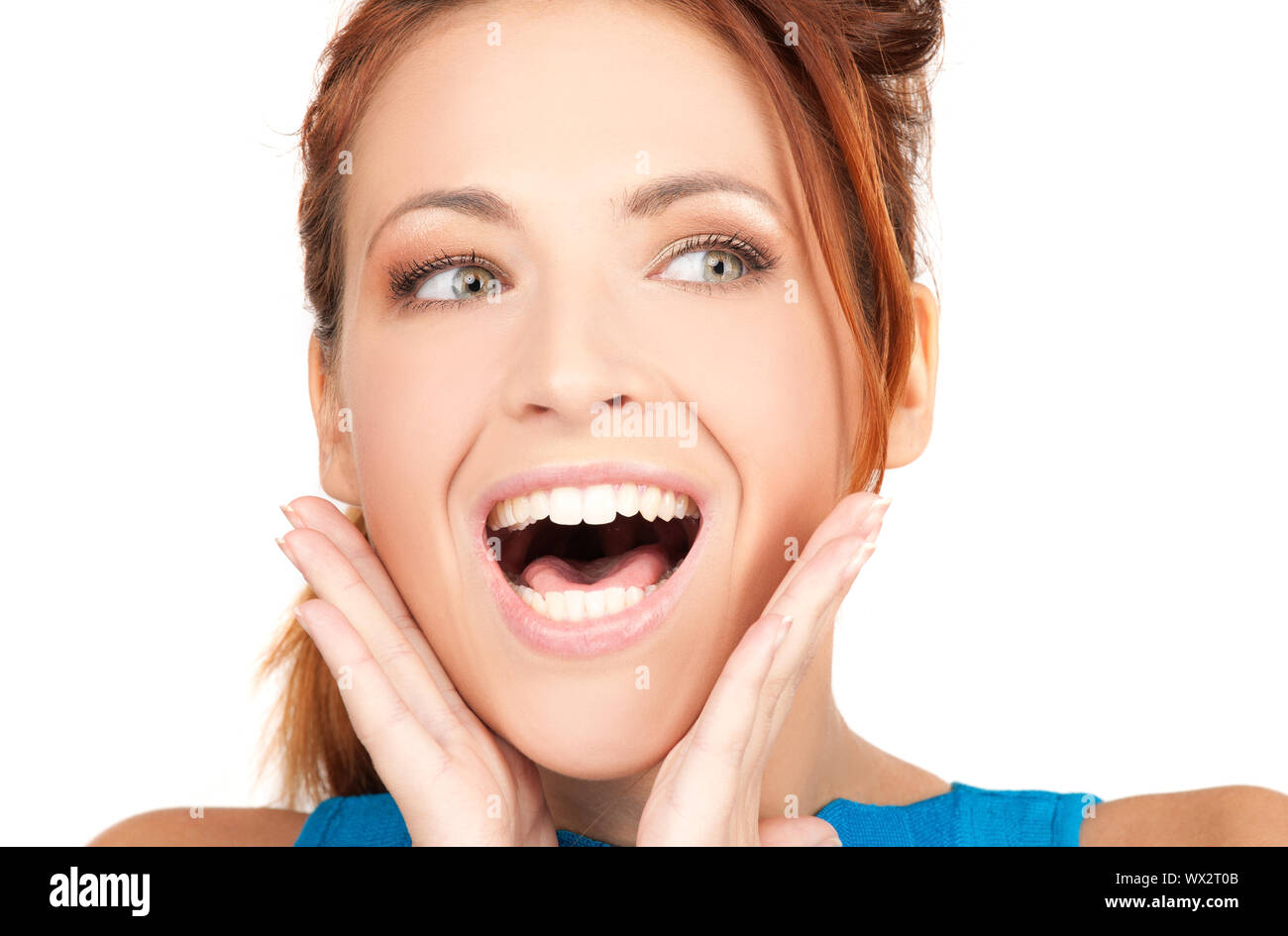 picture of woman with facial expression of surprise Stock Photo - Alamy