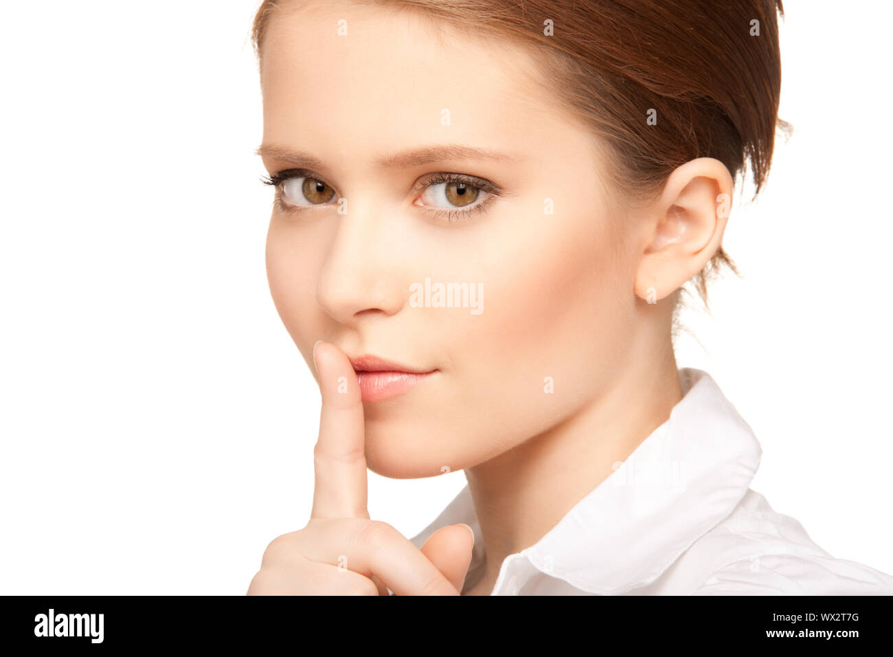 finger on lips Stock Photo - Alamy