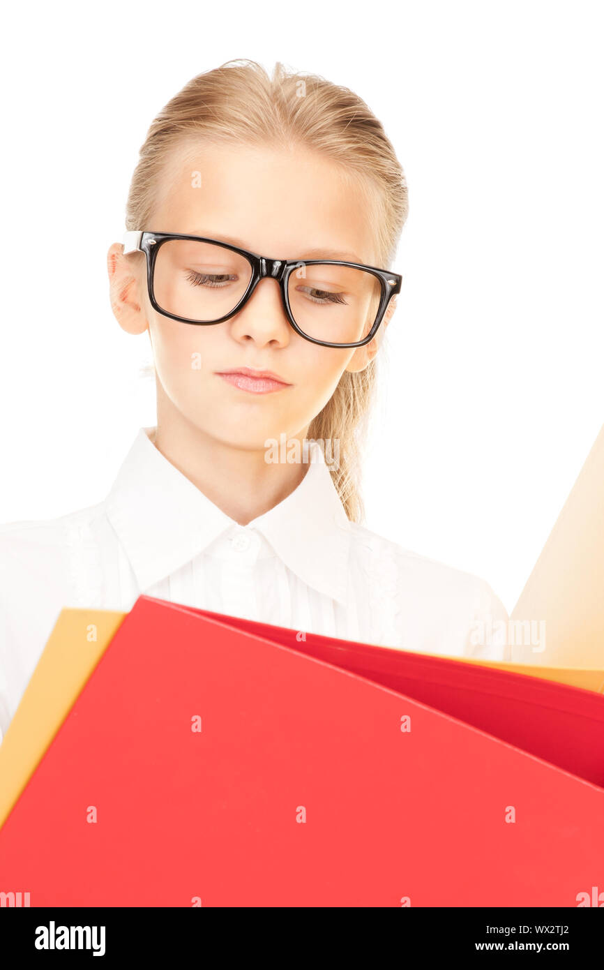 elementary school student with folders Stock Photo - Alamy