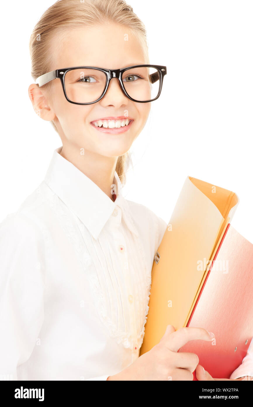 picture of an elementary school student with folders Stock Photo - Alamy