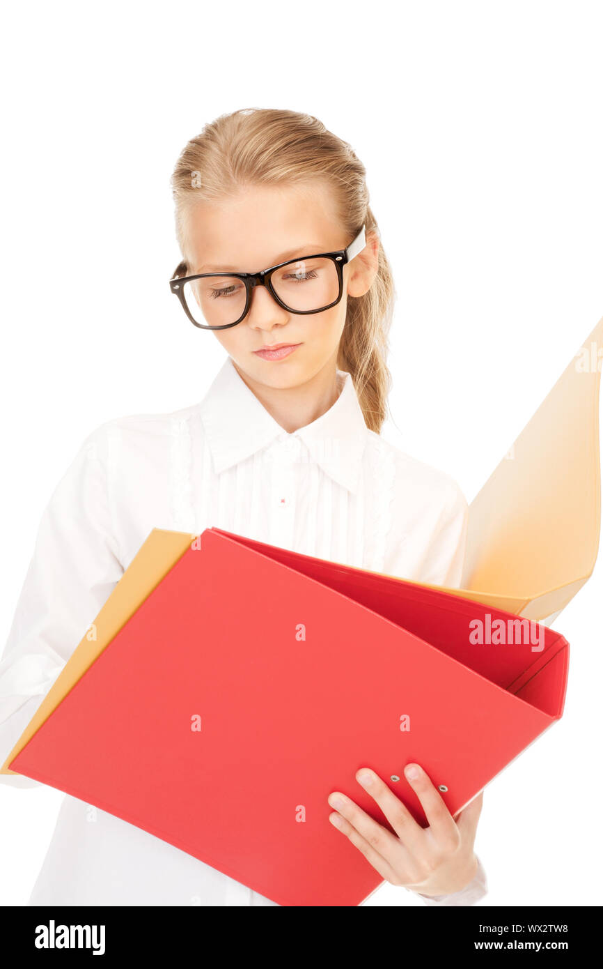 picture of an elementary school student with folders Stock Photo - Alamy