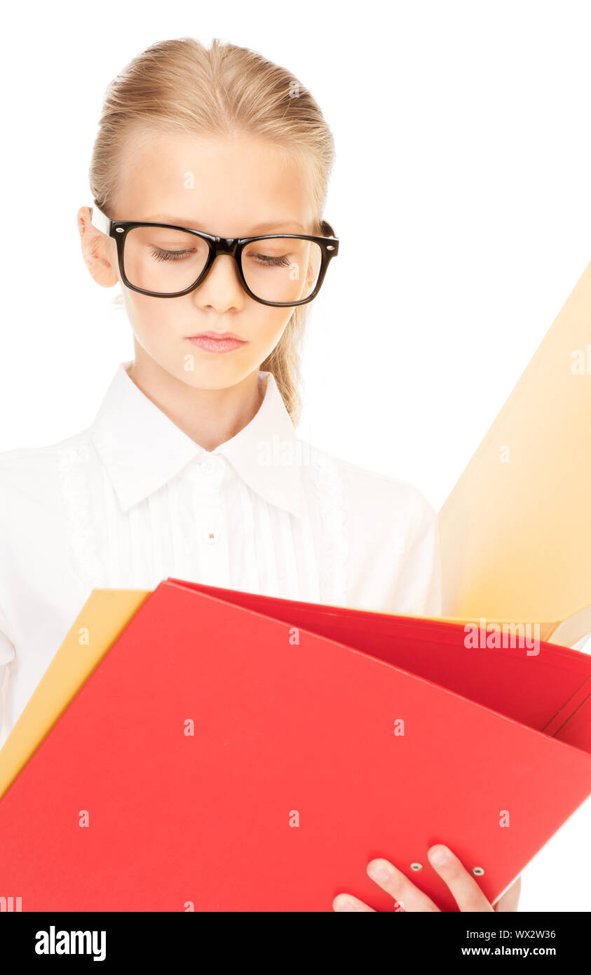 picture of an elementary school student with folders Stock Photo - Alamy