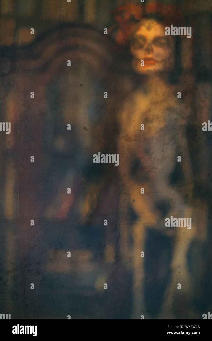 Texture skeleton with old library Stock Photo - Alamy