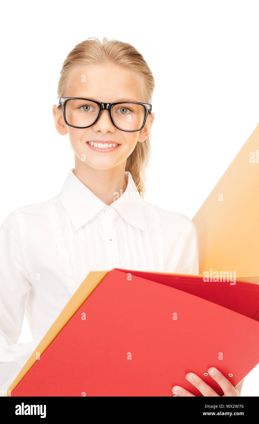 picture of an elementary school student with folders Stock Photo - Alamy