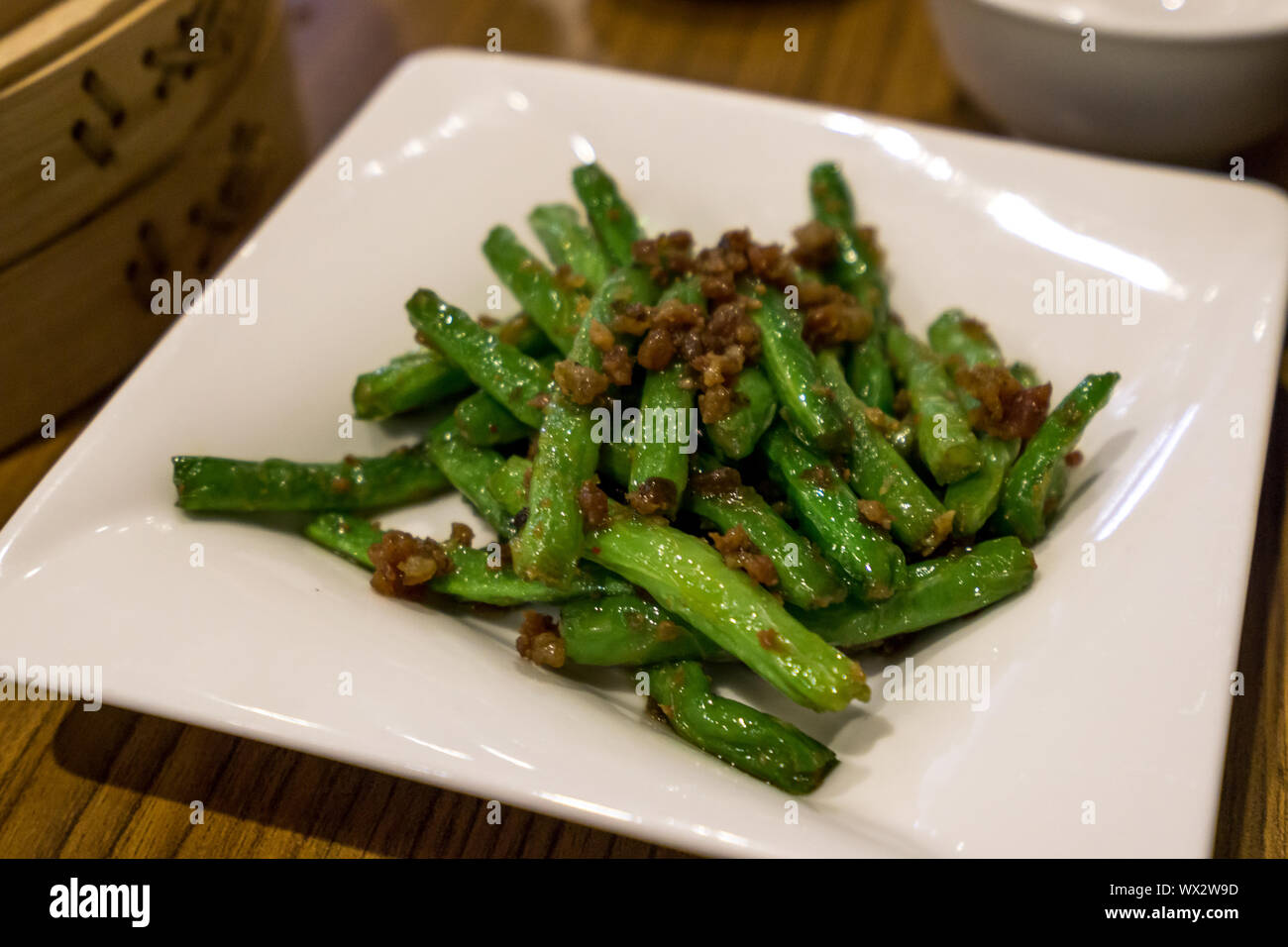 Minced beef over bean sprouts Stock Photo - Alamy