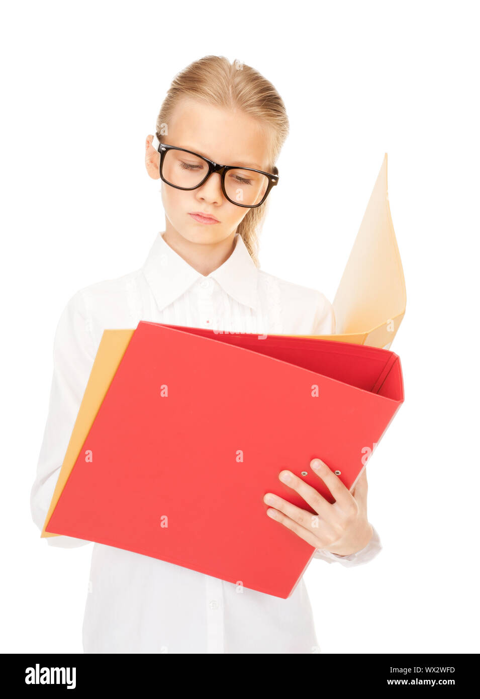 elementary school student with folders Stock Photo - Alamy