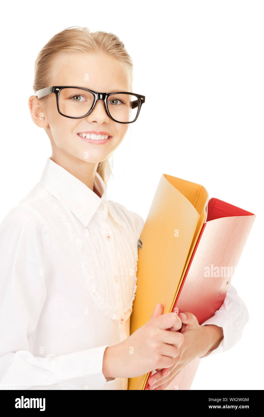 picture of an elementary school student with folders Stock Photo - Alamy