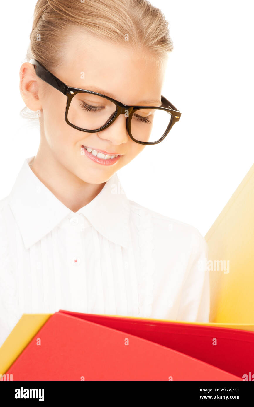 picture of an elementary school student with folders Stock Photo - Alamy
