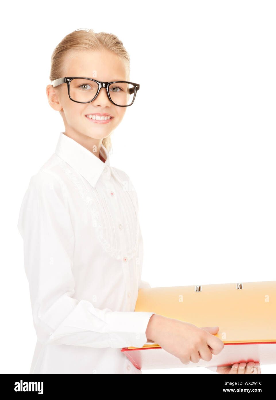 elementary school student with folders Stock Photo - Alamy