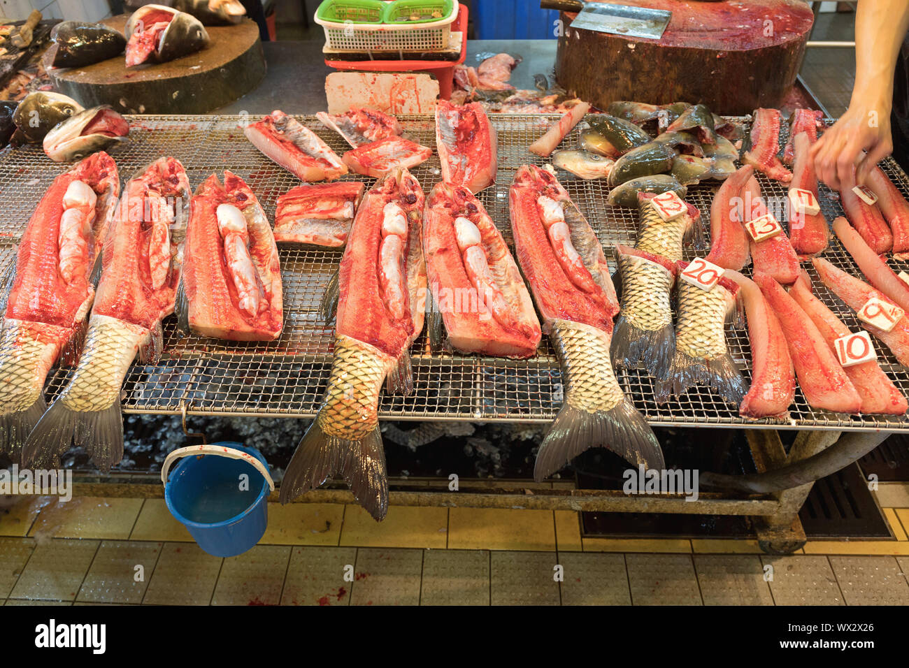 Fresh Fish at Market Stall in Hong Kong Stock Photo - Alamy