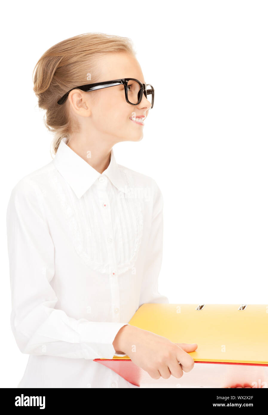 elementary school student with folders Stock Photo - Alamy
