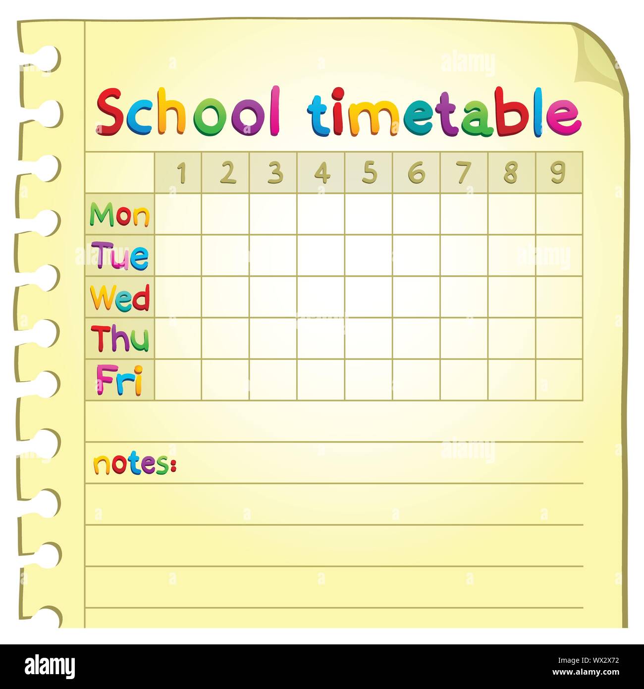 School Time Table Chart Stock Photos & School Time Table Chart Stock ...