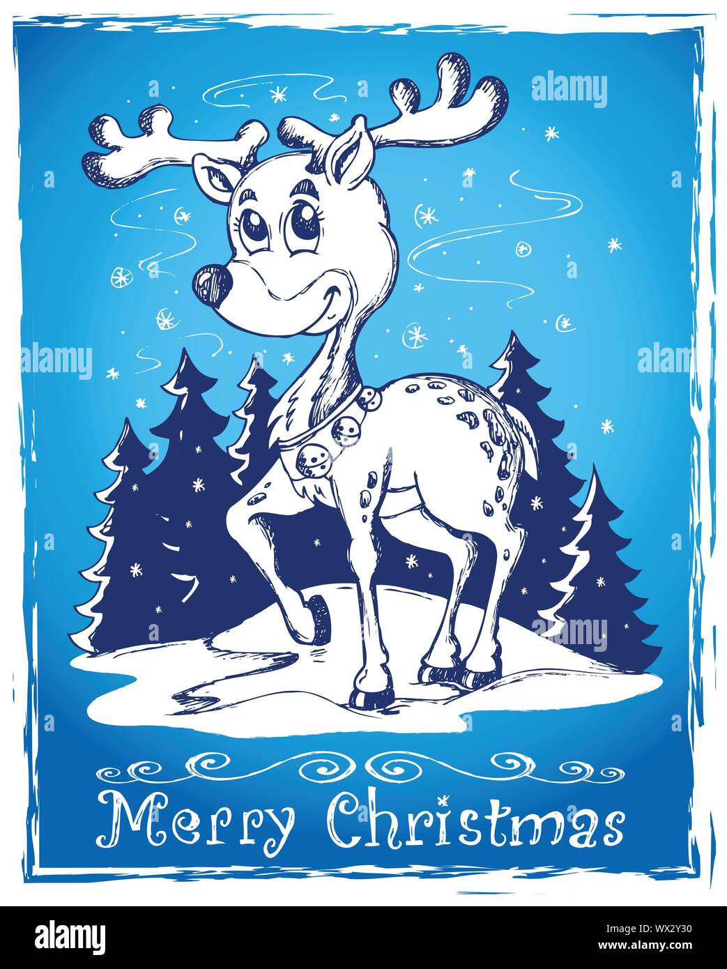 Reindeer theme drawing 2 Stock Vector Image & Art - Alamy