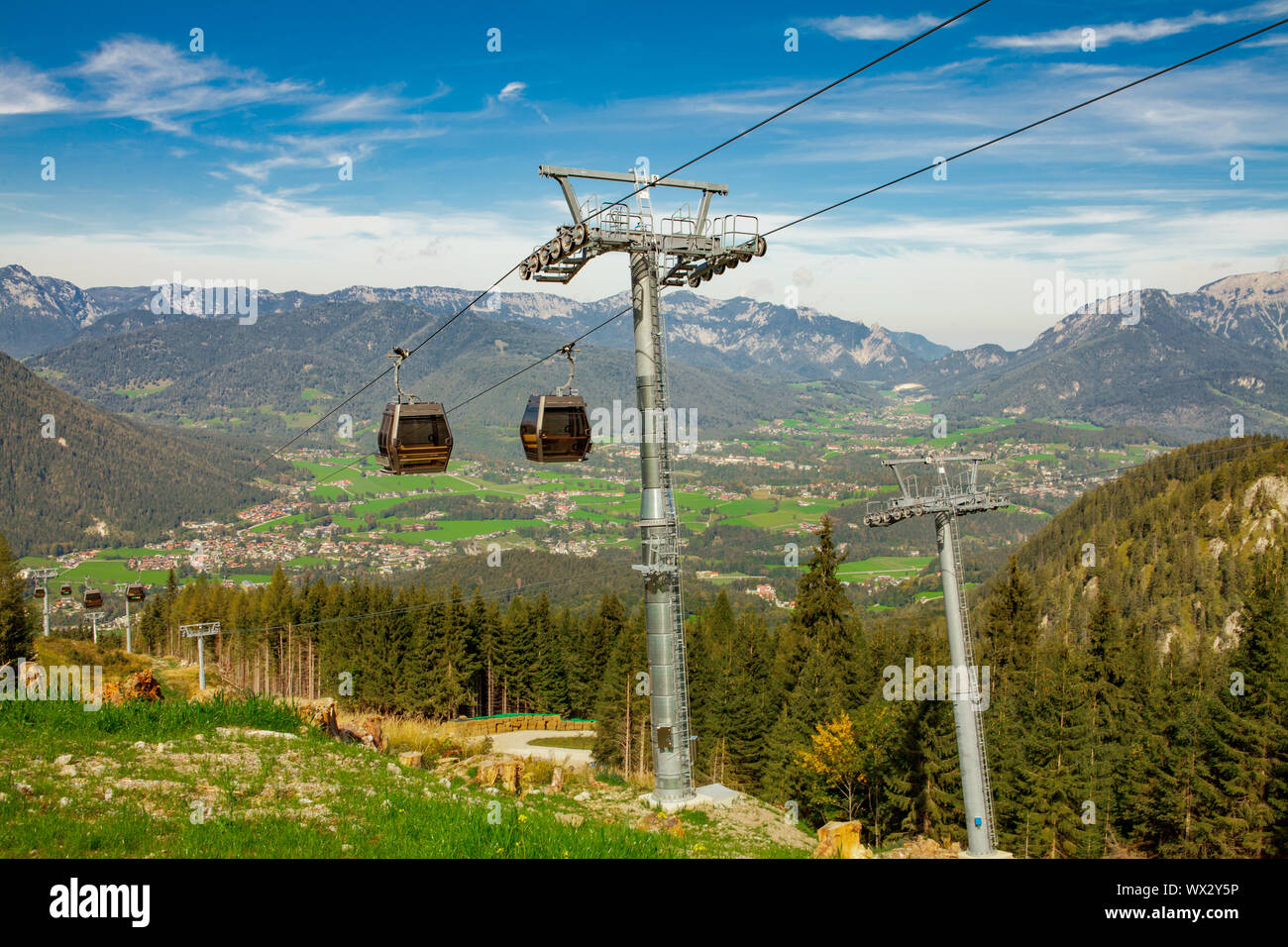 Cable car to the Bavarian Alps near lake Königssee, Germany, Schönau ...