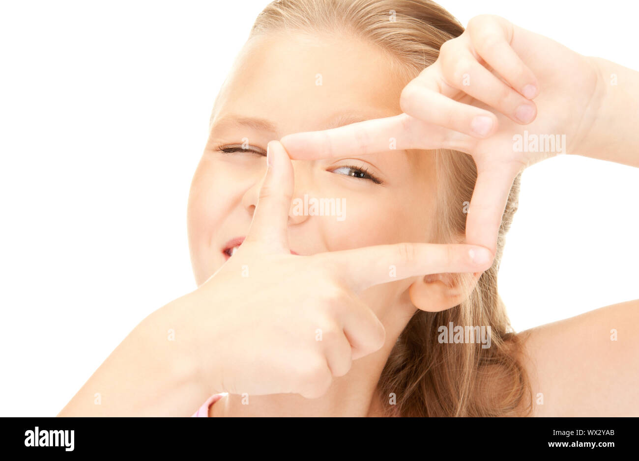 picture of pretty girl creating a frame with fingers Stock Photo - Alamy