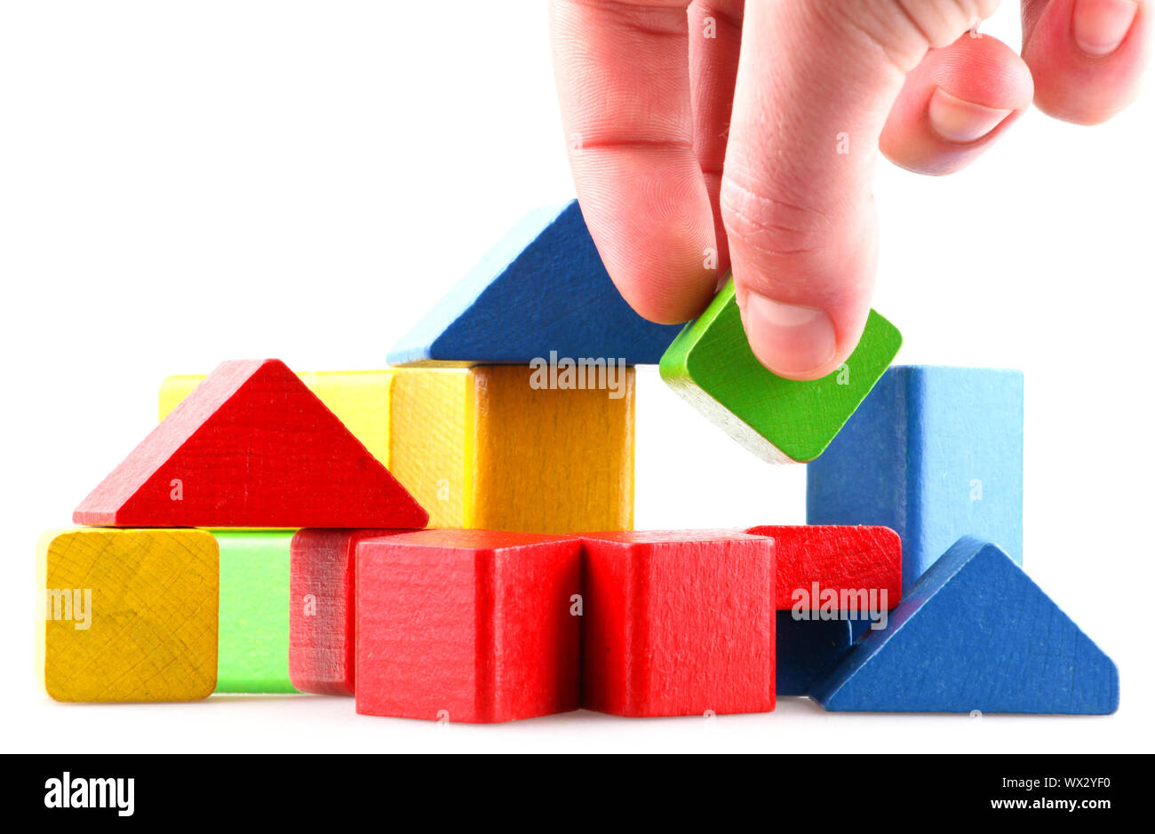 Wooden Building Blocks Set - Childrens Construction Wood Toy Stock ...