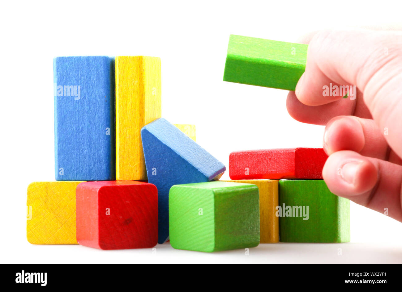 Wooden Building Blocks Set - Childrens Construction Wood Toy Stock ...