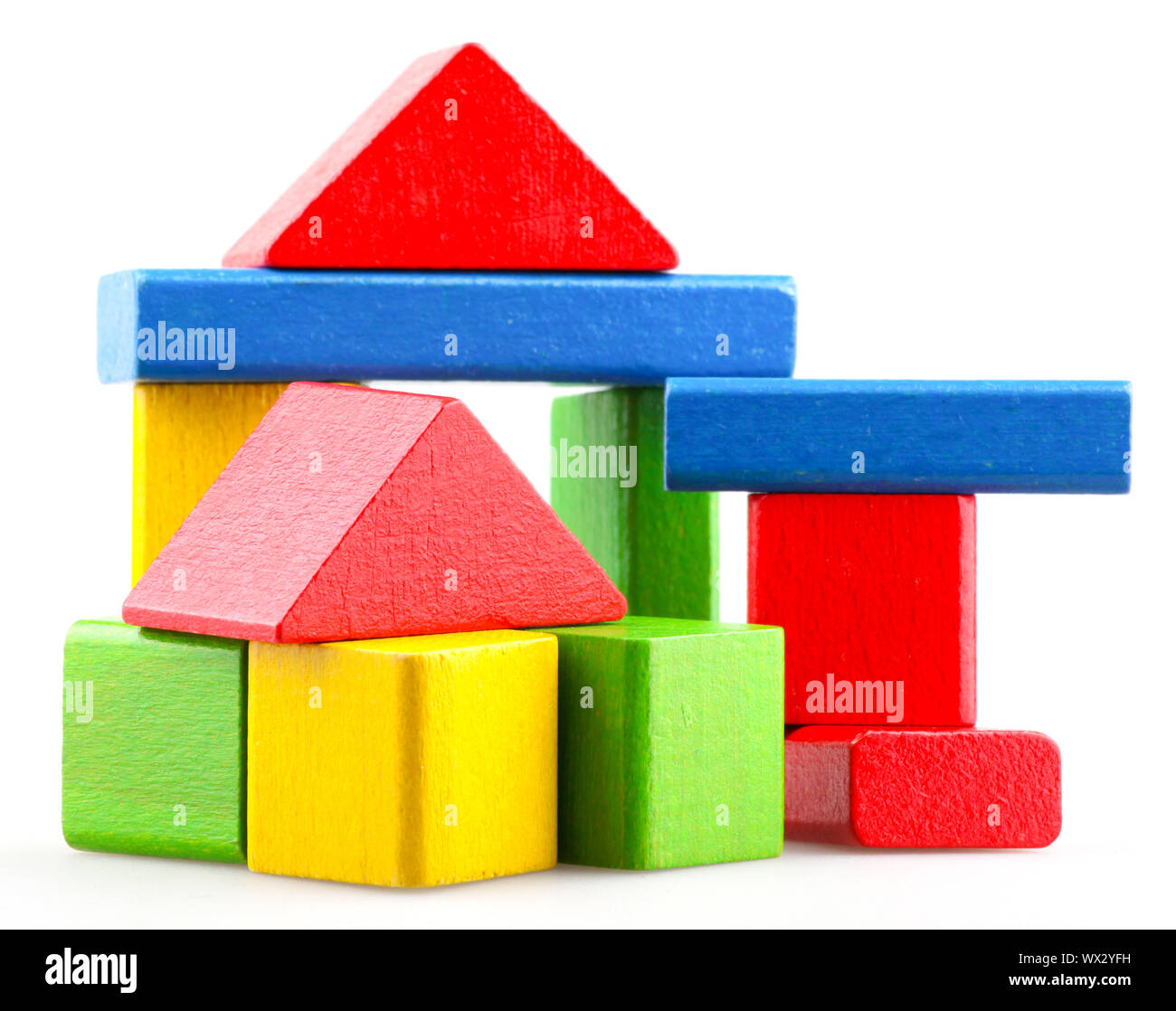 Wooden Building Blocks Set - Childrens Construction Wood Toy Stock ...