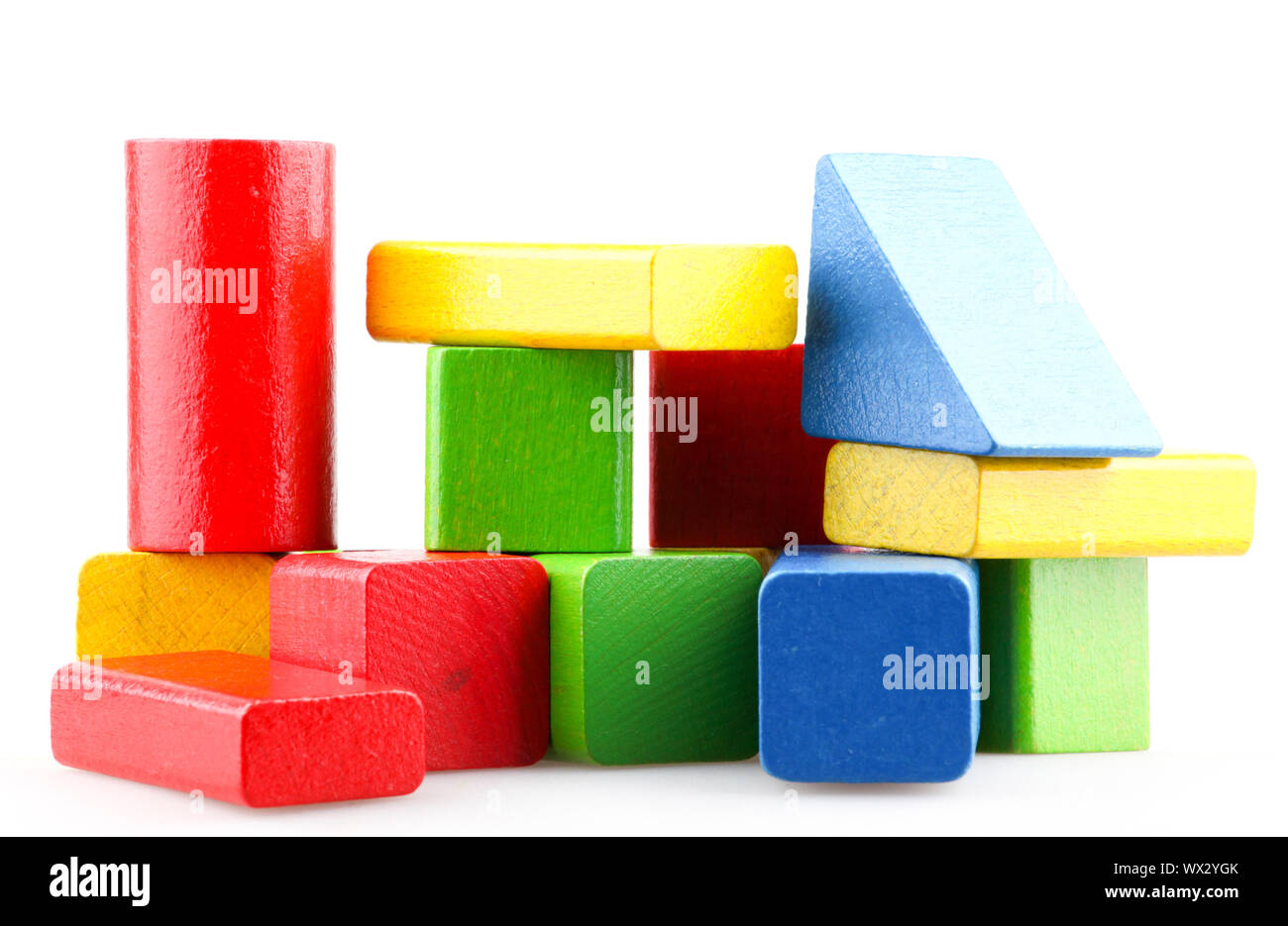 Wooden Building Blocks Set - Childrens Construction Wood Toy Stock ...