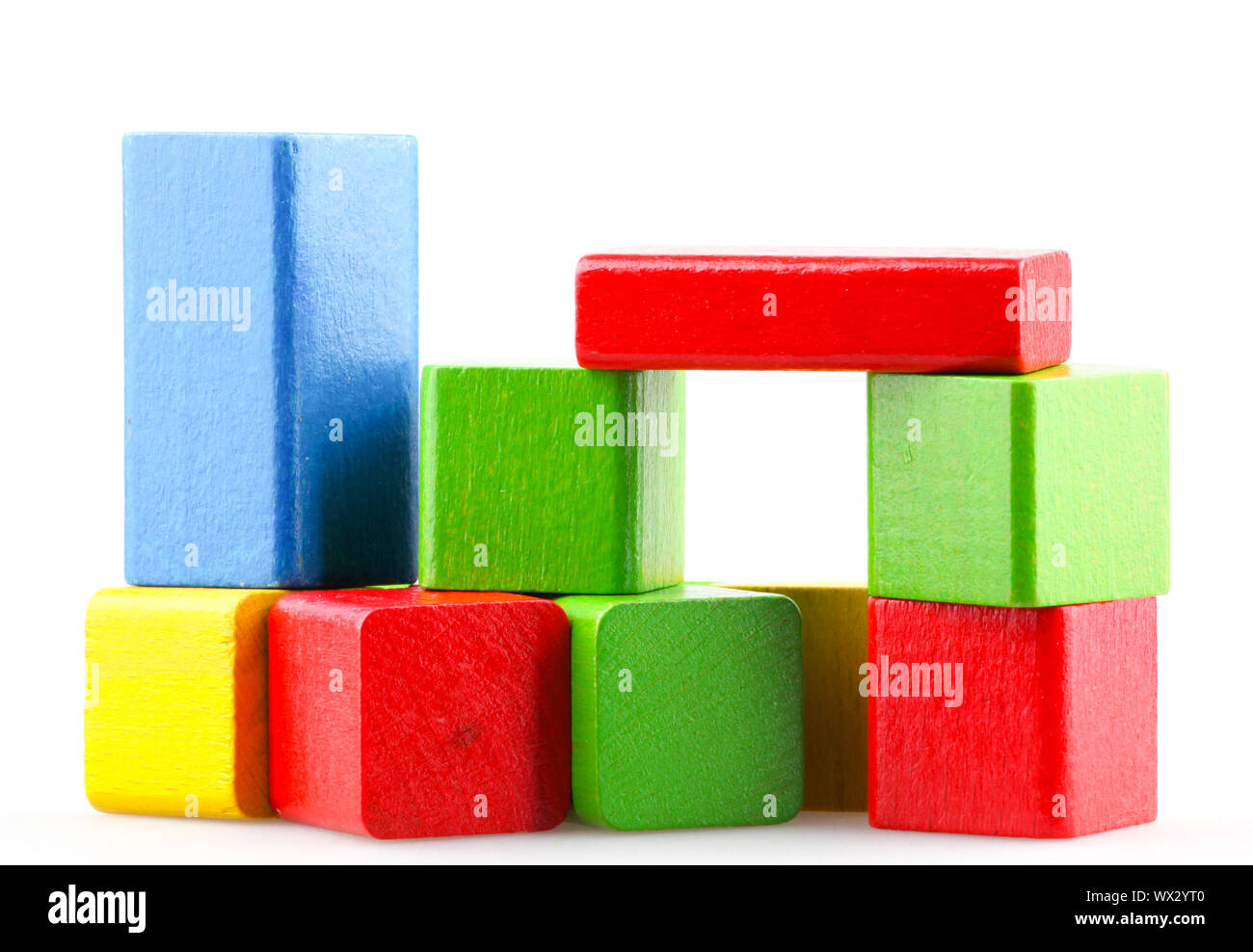 Wooden Building Blocks Set - Childrens Construction Wood Toy Stock ...