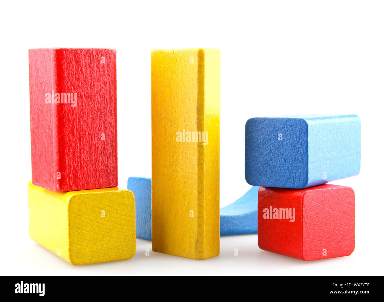 Wooden Building Blocks Set - Childrens Construction Wood Toy Stock ...