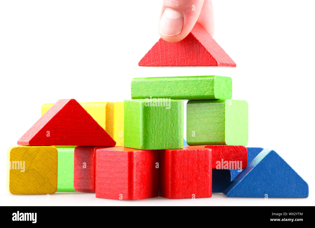 Wooden Building Blocks Set - Childrens Construction Wood Toy Stock ...