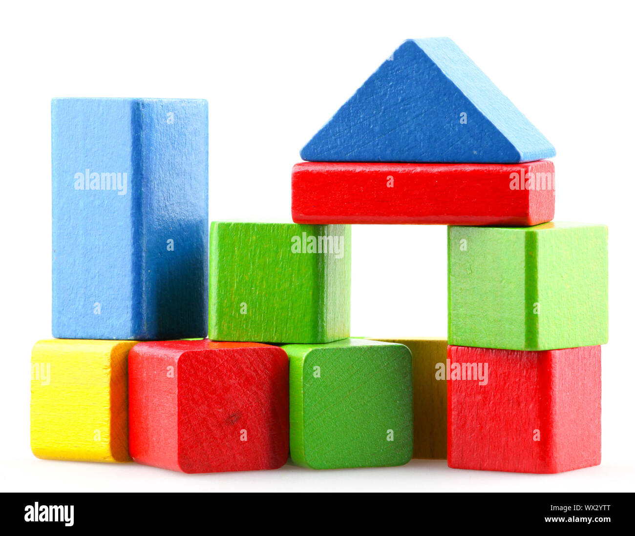 Wooden Building Blocks Set - Childrens Construction Wood Toy Stock ...