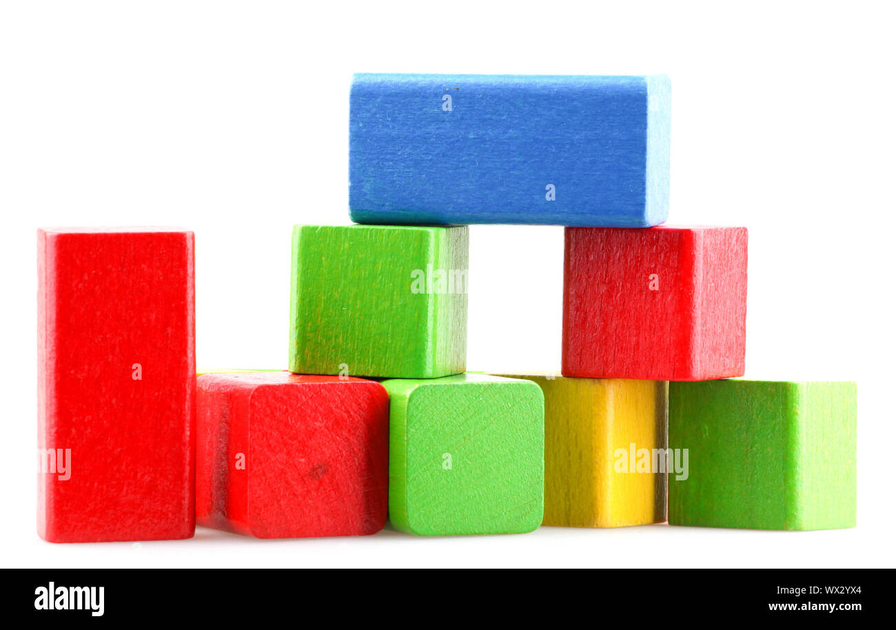 Wooden Building Blocks Set - Childrens Construction Wood Toy Stock ...